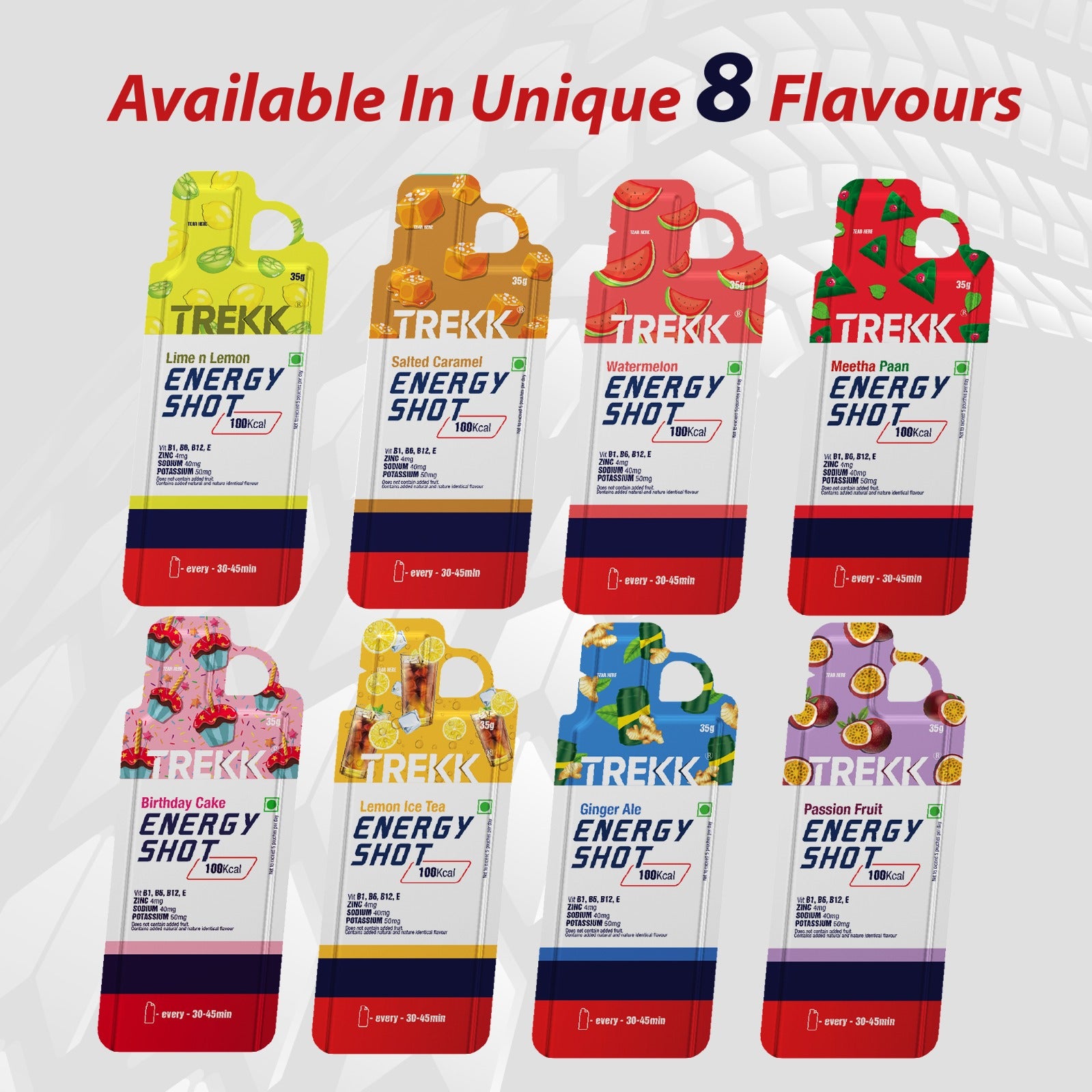 16 Pack of TREKK Energy Gels - Basic and AdvantEdge Series (Pack of 16 ...